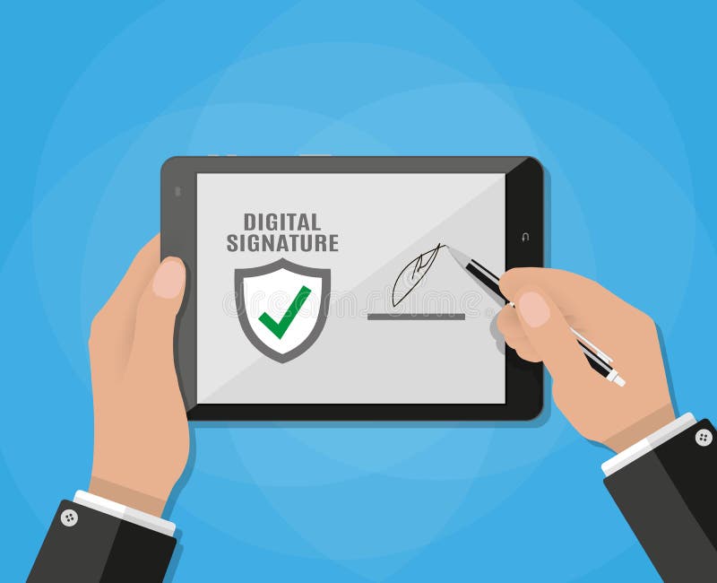 Firma Digital En La Tableta Ilustración del Vector - Ilustración de ...