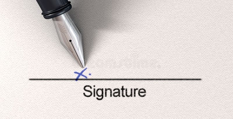 Firma X E Penna Stilografica Immagine Stock - Immagine di documento ...