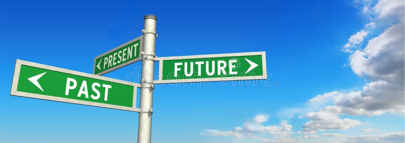 Concetto Passato, Presente, Futuro Guidando Su Una Strada Vuota Nelle ...