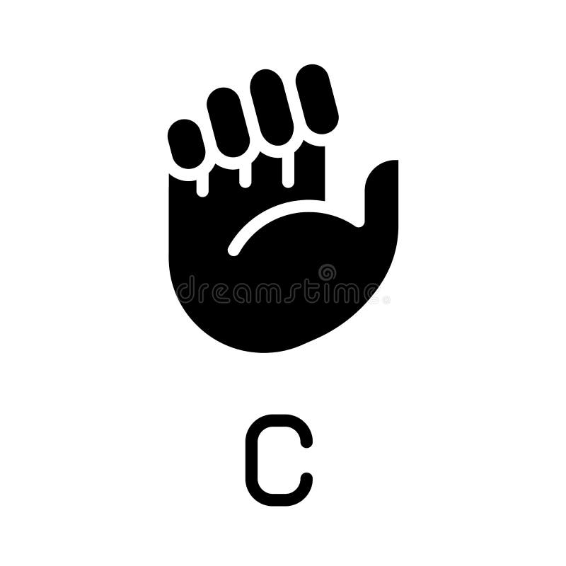 Firmar Para La Letra C En El Icono De Glifo Negro Asl Ilustración del ... Firmar Para La Letra C En El Icono De Glifo Negro Asl Ilustración del ...