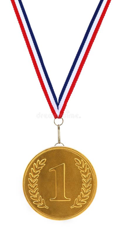 First / 1st Place Gold Medal Stock Photo - Image of champion, white ...