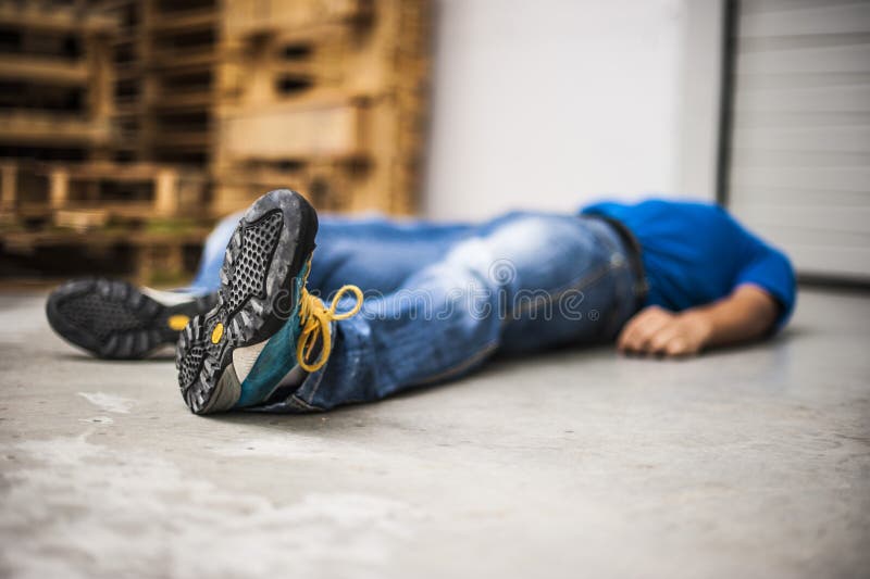 Unconscious Man after Accident in Factory Stock Image - Image of dead ...