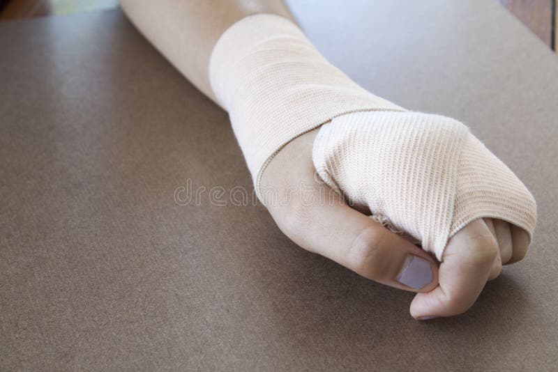 First Aid Accident Wrist with Liniment Stock Image - Image of medicine ...