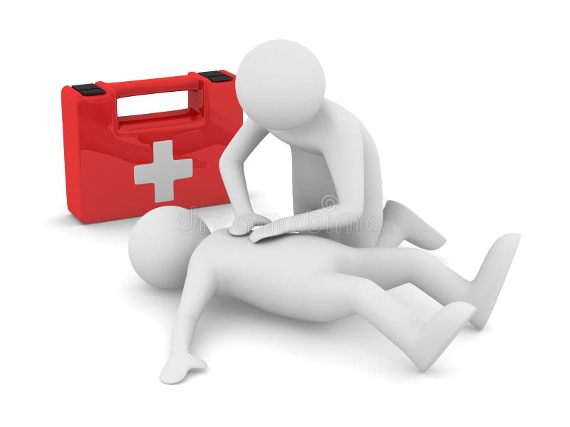 3d Man Running with First Aid Kit Stock Illustration - Illustration of ...