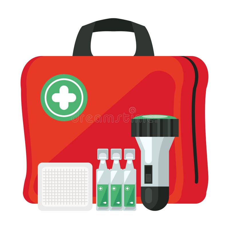 First Aid Bag with Flashlight Stock Vector - Illustration of medical ...