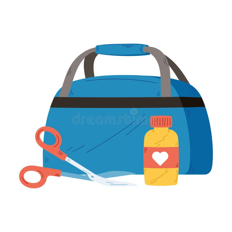 First Aid Bag with Scissors Stock Illustration - Illustration of ...
