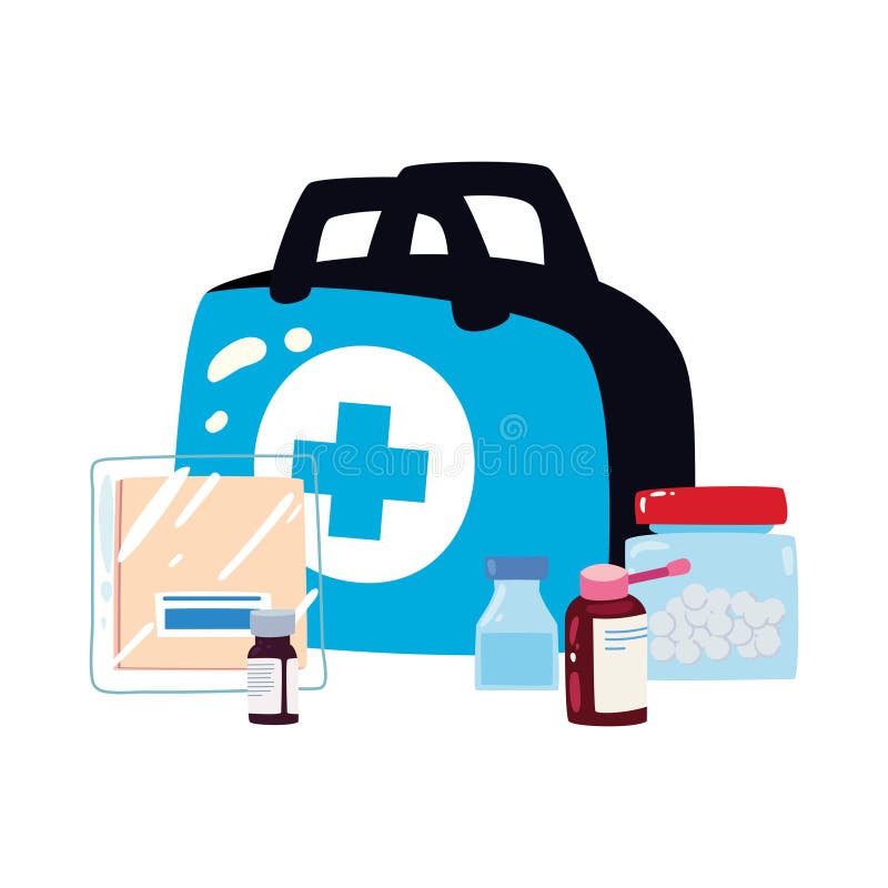First Aid Bag with Scissors Stock Vector - Illustration of healthcare ...