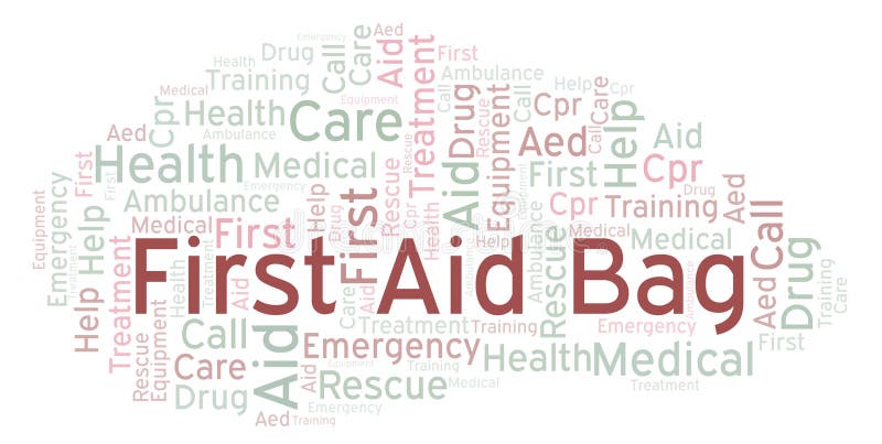 First Aid Bag Word Cloud, Made with Text only. Stock Illustration ...