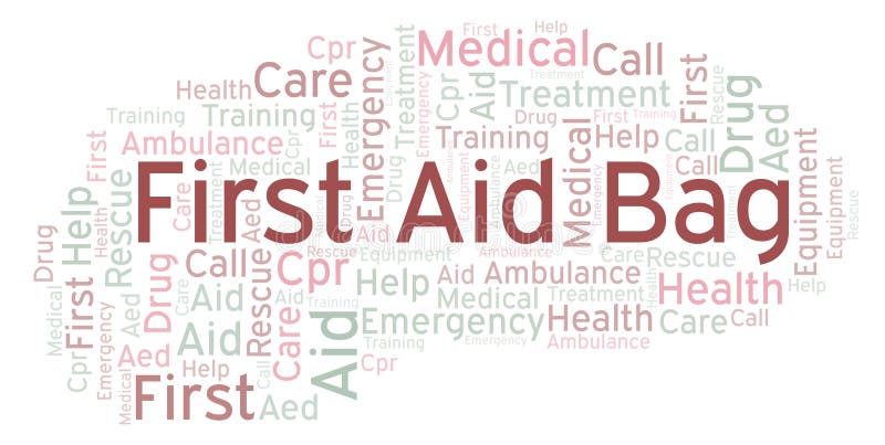 First Aid Bag Word Cloud, Made with Text only. Stock Illustration ...