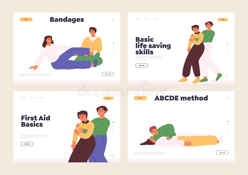 First Aid Basic Skills for Saving Life Concept of Template Landing ...