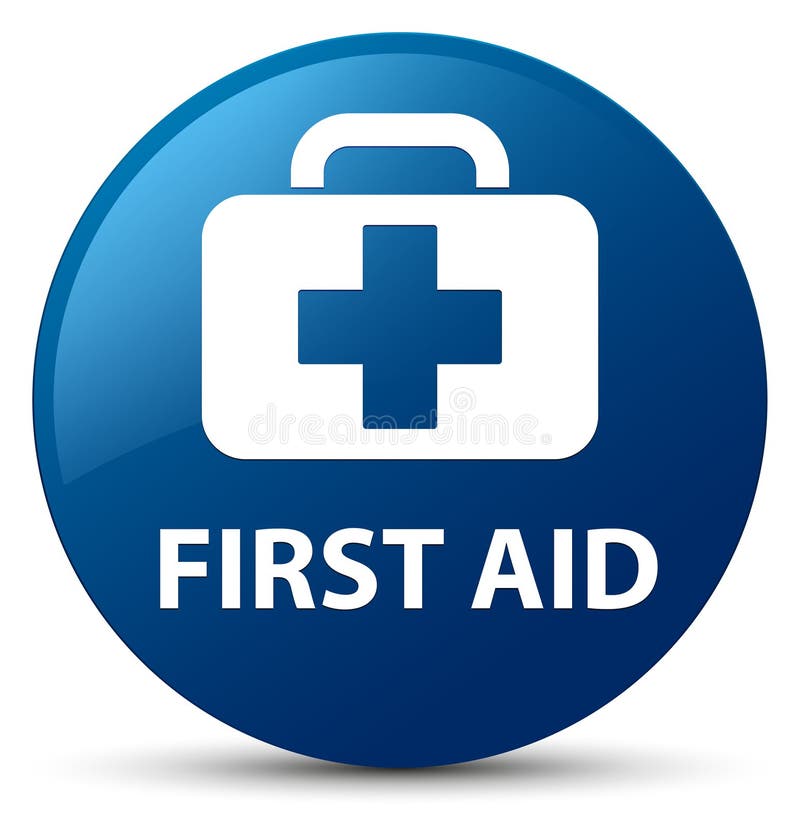 First Aid Blue Round Button Stock Illustration - Illustration of blue ...