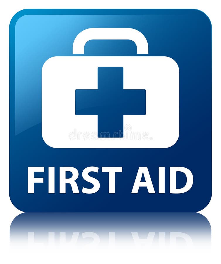 First Aid Blue Square Button Stock Illustration - Illustration of ...