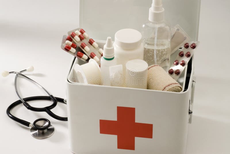 First aid box stock image. Image of wall, medication - 10453317