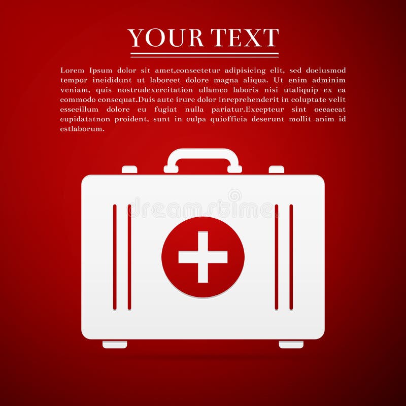 First Aid Box Flat Icon on Red Background Stock Vector - Illustration ...