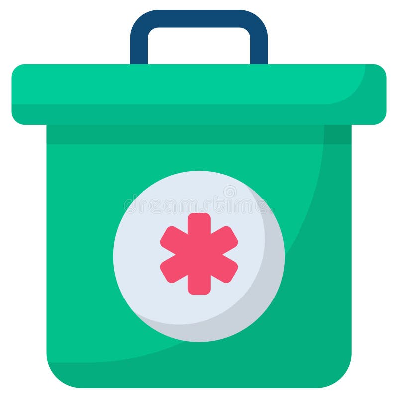 First Aid Box, Medical Bag Flat Icon Stock Vector - Illustration of ...