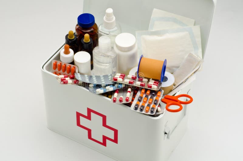 First aid box stock image. Image of wall, medication - 10453317