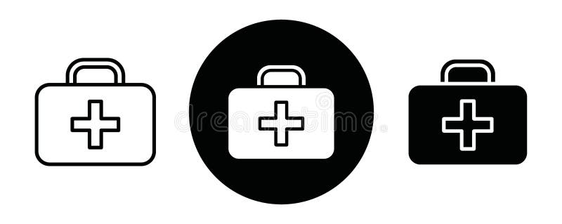 First Aid Box Outline Icon Collection or Set. First Aid Box Thin Vector ...