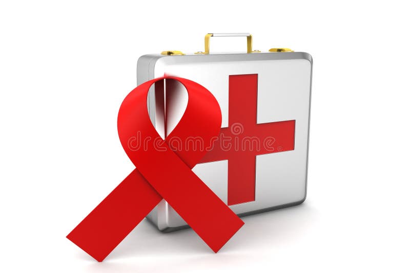First Aid Box with Red Ribbon Stock Illustration - Illustration of ...