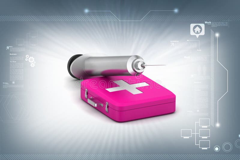 First aid box with syringe stock illustration. Illustration of ...