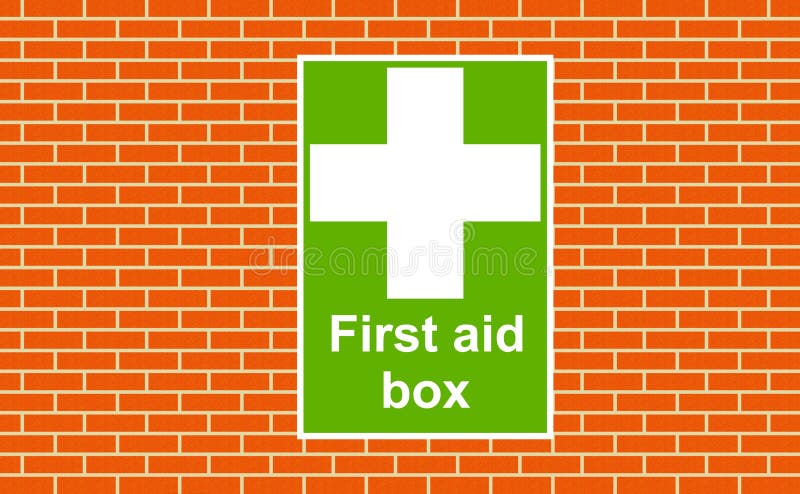 First aid sign on a wall stock vector. Illustration of notice - 336204491