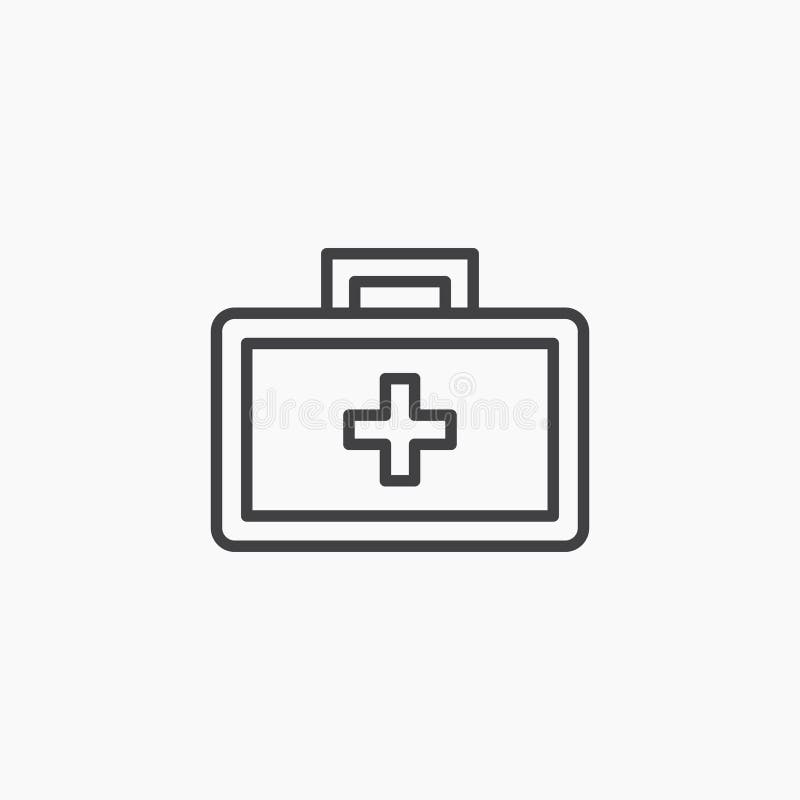 First Aid Boxline in Thin Line Black Color. Flat Simple Vector Symbols ...