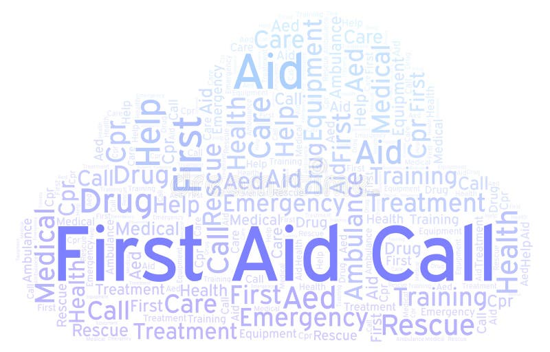 First Aid Call Word Cloud, Made with Text only. Stock Illustration ...