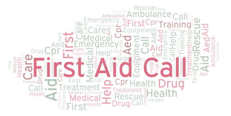 First Aid Call Word Cloud, Made with Text only. Stock Illustration ...