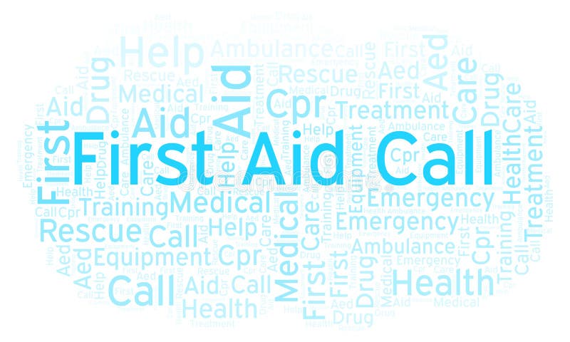 First Aid Call Word Cloud, Made with Text only. Stock Illustration ...