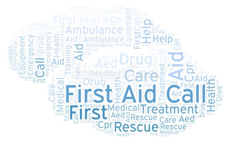 First Aid Call Word Cloud, Made with Text only. Stock Illustration ...