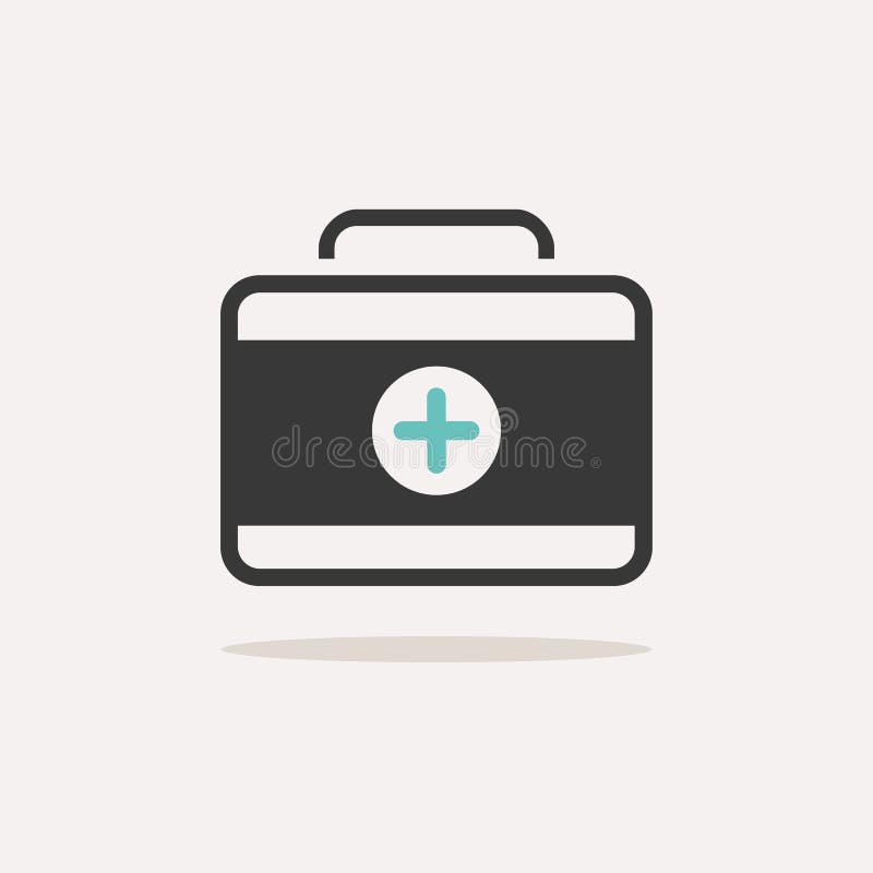 First Aid Case. Icon with Shadow on a Beige Background. Medicine ...