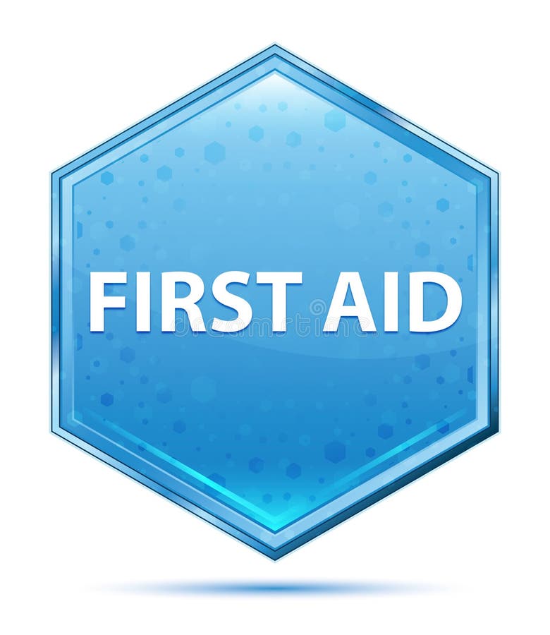 First Aid Crystal Blue Hexagon Button Stock Illustration - Illustration ...