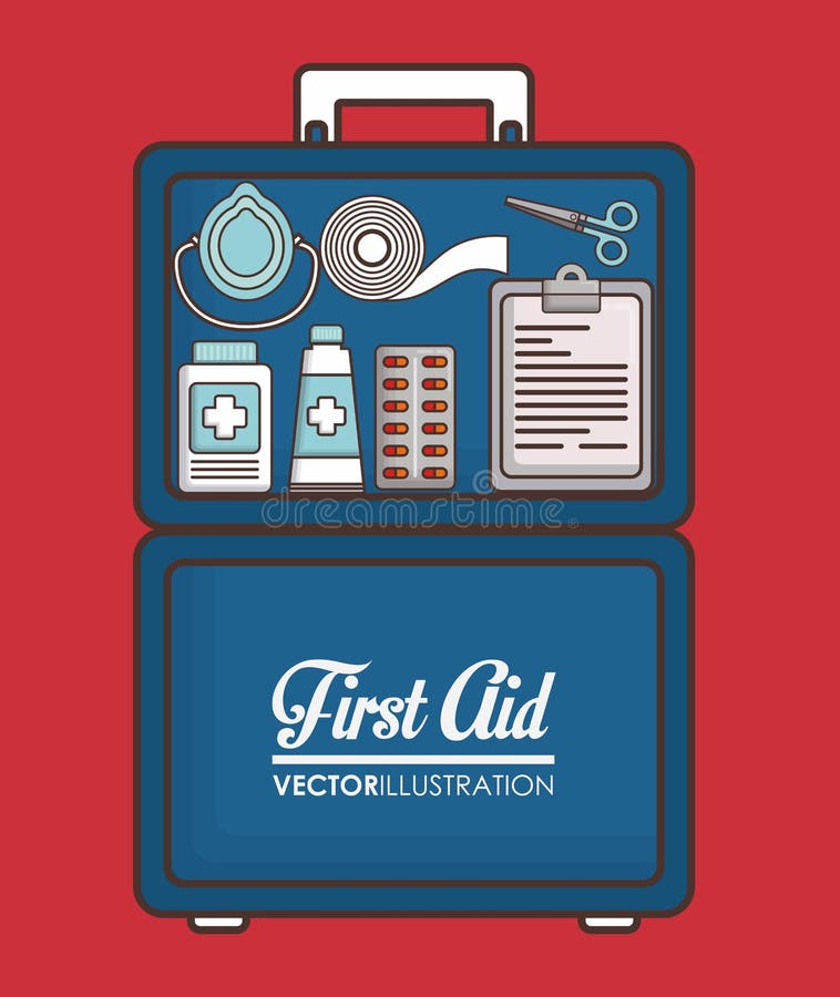 First Aid Over Red Medical Background Stock Illustrations – 141 First ...