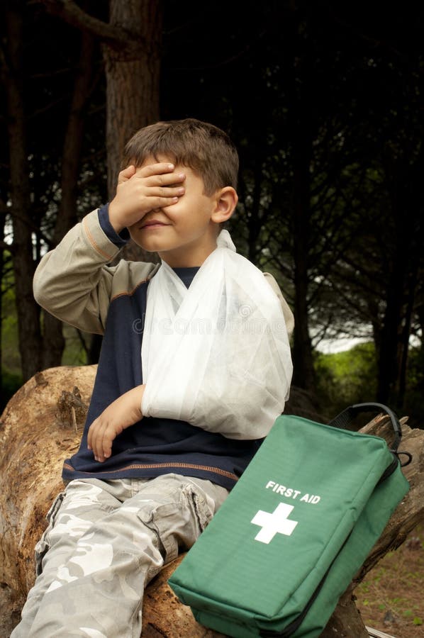 First Aid in the Forest stock image. Image of smile, wound - 22062405