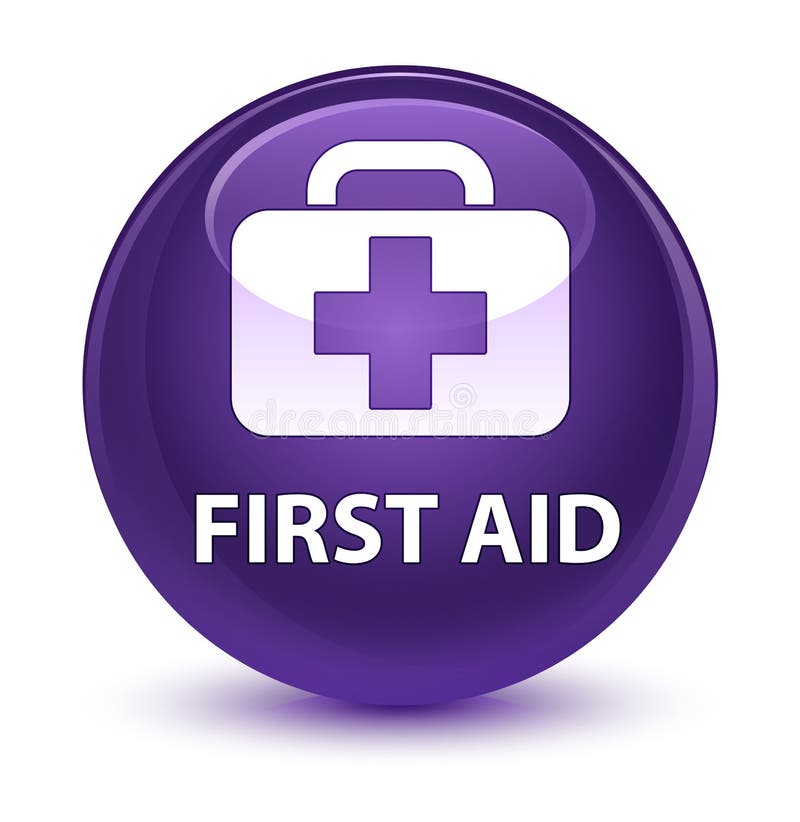 First Aid Purple Square Button Red Ribbon in Corner Stock Illustration ...