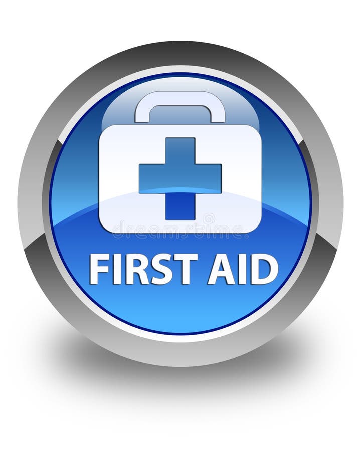 First Aid Glossy Blue Round Button Stock Illustration - Illustration of ...