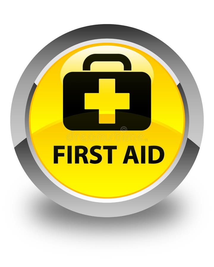 First Aid Glossy Yellow Round Button Stock Illustration - Illustration ...