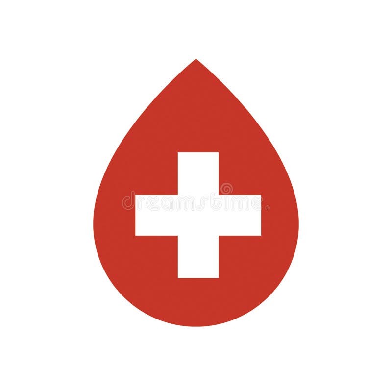 First Aid Icon, Drop of Blod and White Cross Stock Vector ...