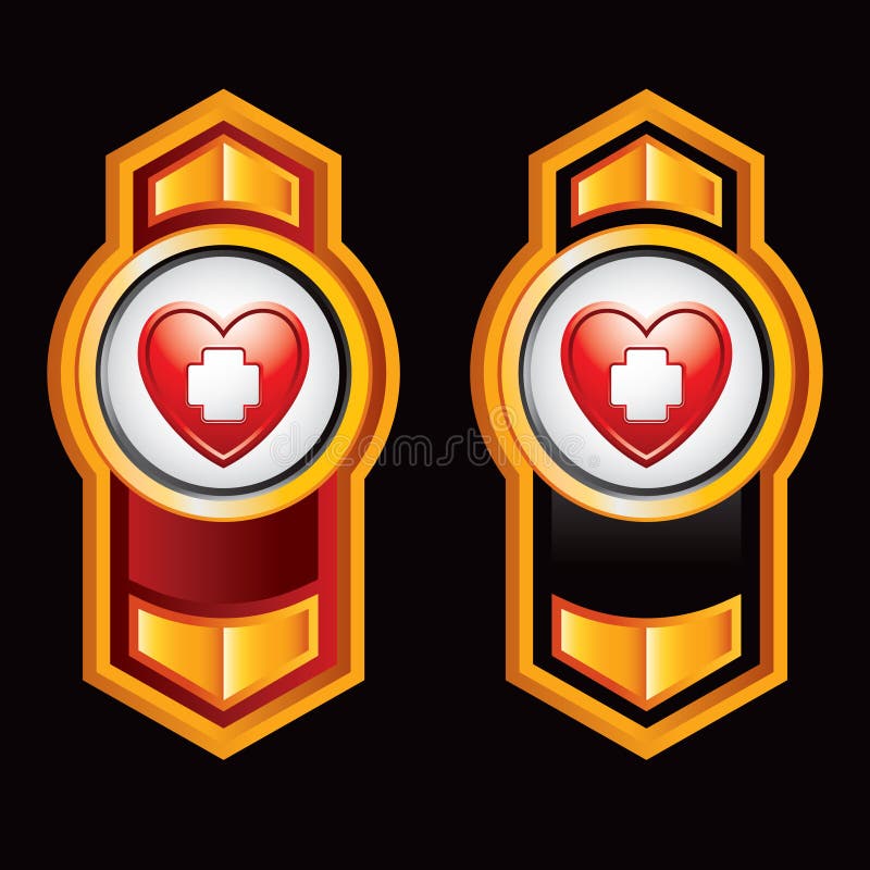 First Aid Icon in Heart on Vertical Orange Arrows Stock Vector ...