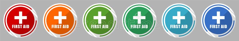 First Aid Icon Set, Vector Illustration in 6 Colors Options for ...