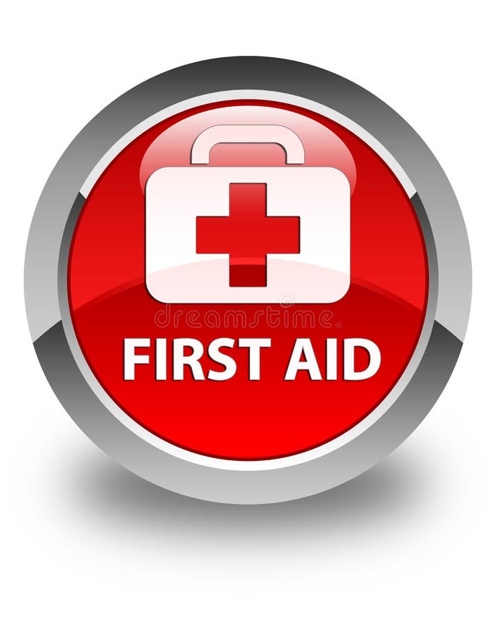 First Aid Glossy Red Round Button Stock Illustration - Illustration of ...