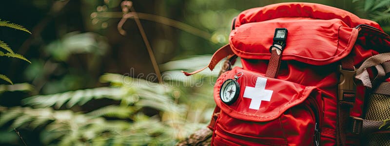 First Aid Kit on the Background of the Forest. Selective Focus Stock ...