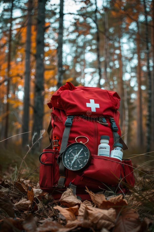 First Aid Kit on the Background of the Forest. Selective Focus Stock ...