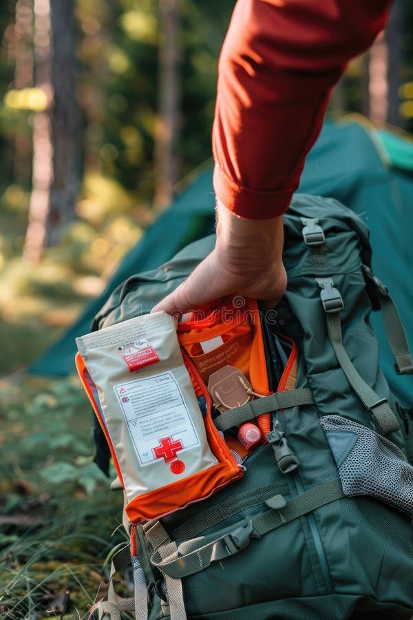 First Aid Kit on the Background of the Forest. Selective Focus Stock ...