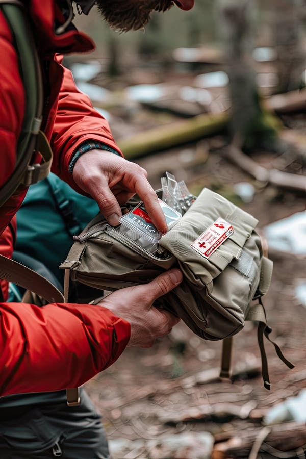 First Aid Kit on the Background of the Forest. Selective Focus Stock ...