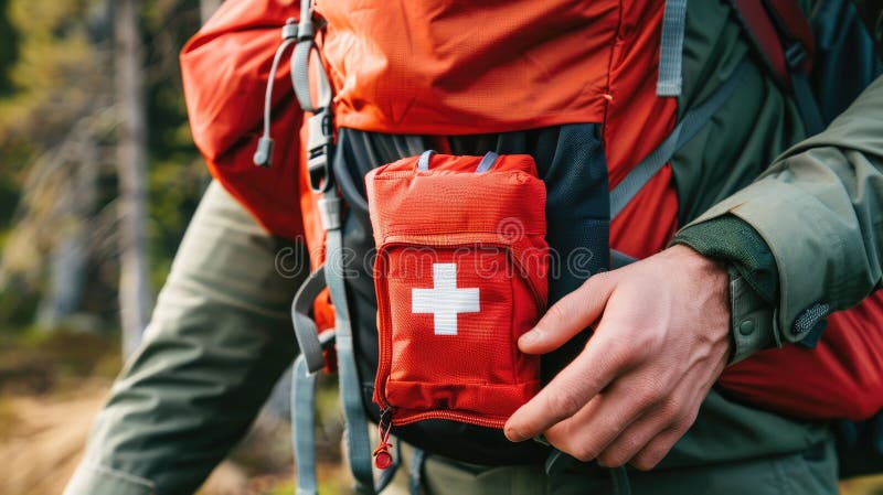 First Aid Kit on the Background of the Forest. Selective Focus Stock ...