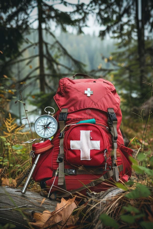 First Aid Kit on the Background of the Forest. Selective Focus Stock ...