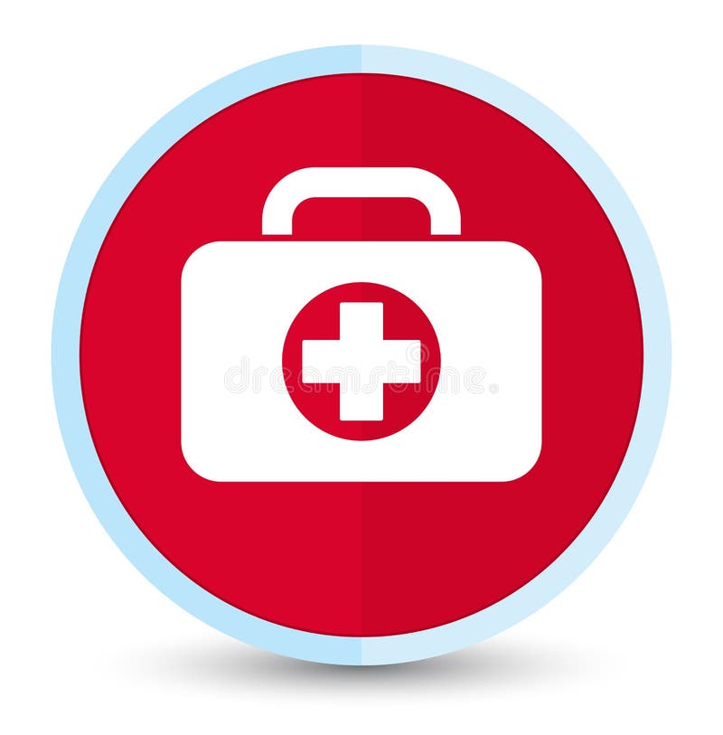 First Aid Kit Bag Icon Flat Prime Red Round Button Stock Vector ...
