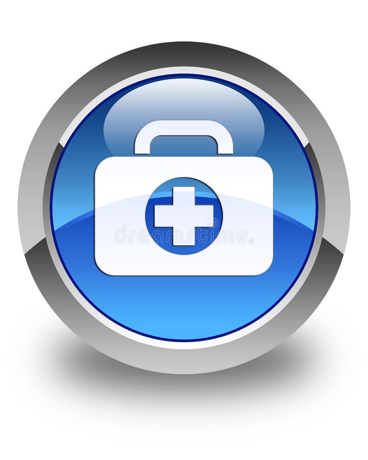 First Aid Kit Bag Icon Glossy Blue Round Button Stock Illustration ...