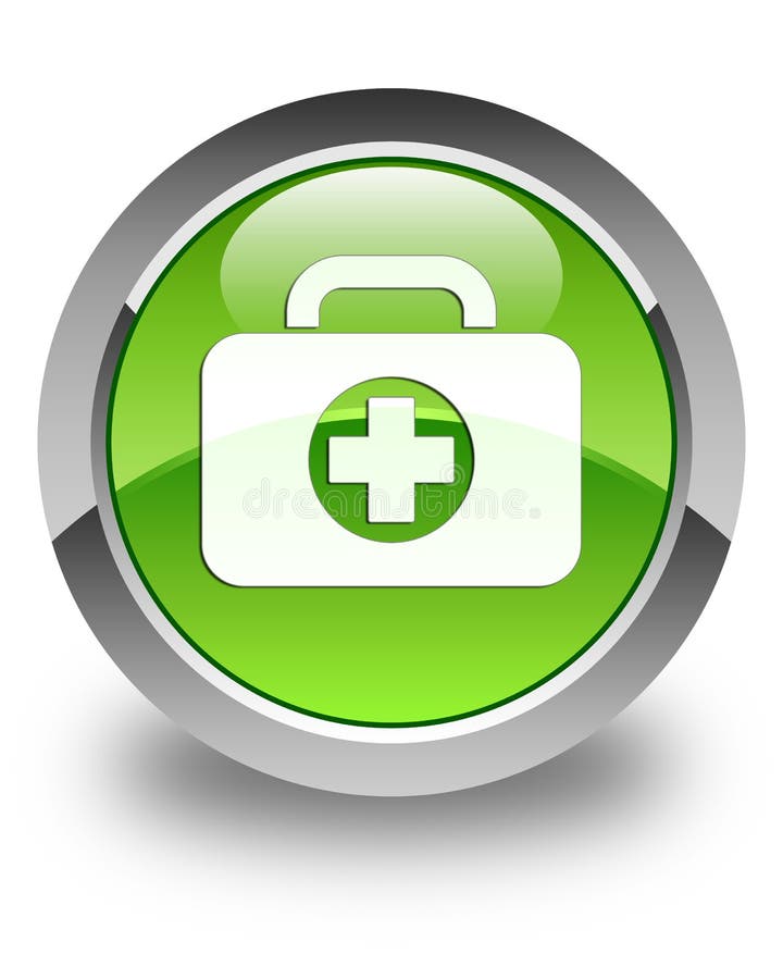 First Aid Kit Bag Icon Glossy Green Round Button Stock Illustration ...