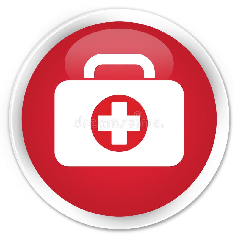 First Aid Kit Bag Icon Premium Red Round Button Stock Illustration ...